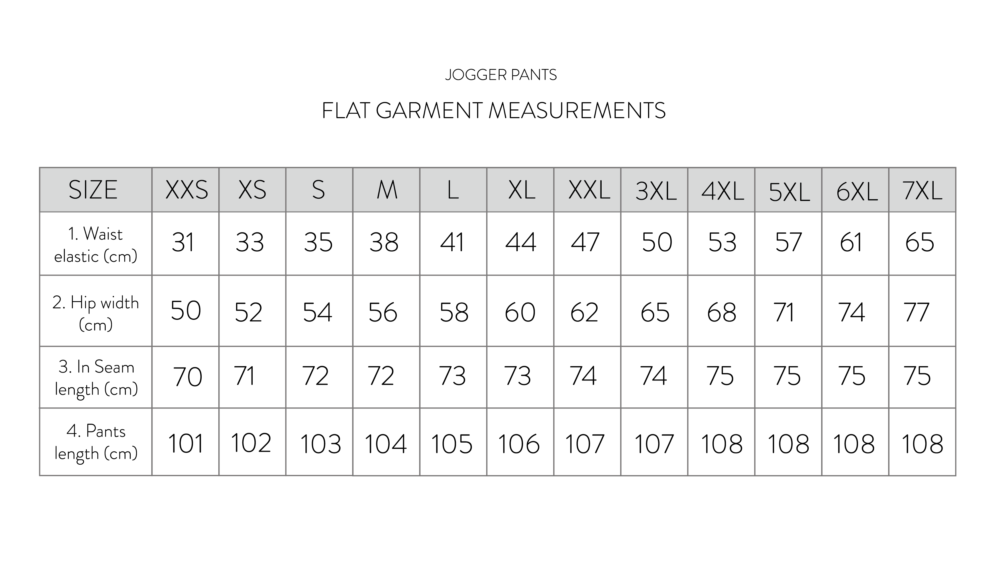 Size Guide - Basix Clothing